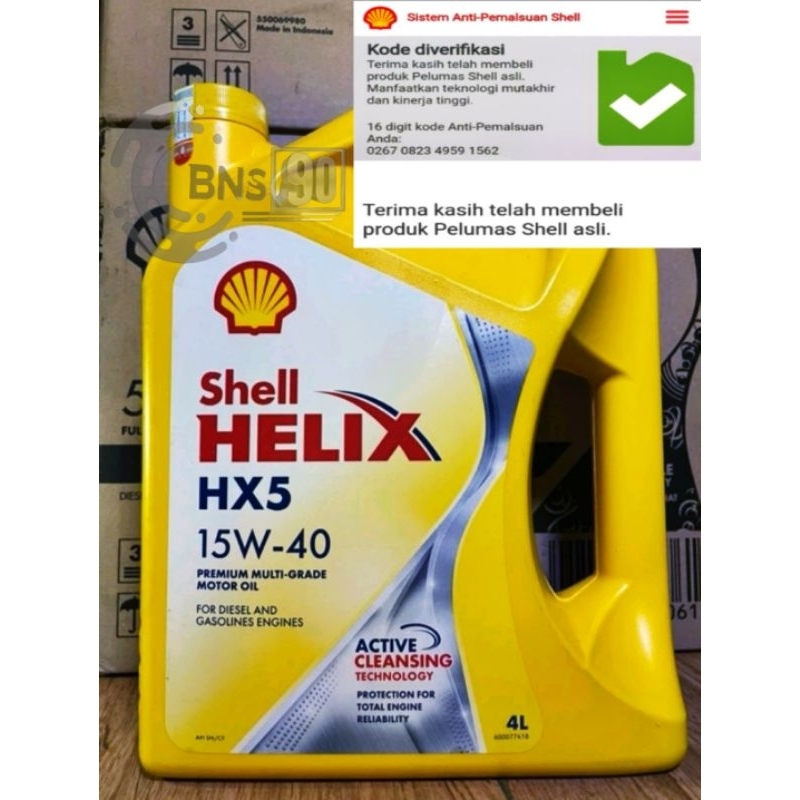 Jual Oli SHELL Helix HX5 15w-40 ORIGINAL (4 liter) | Shopee Indonesia