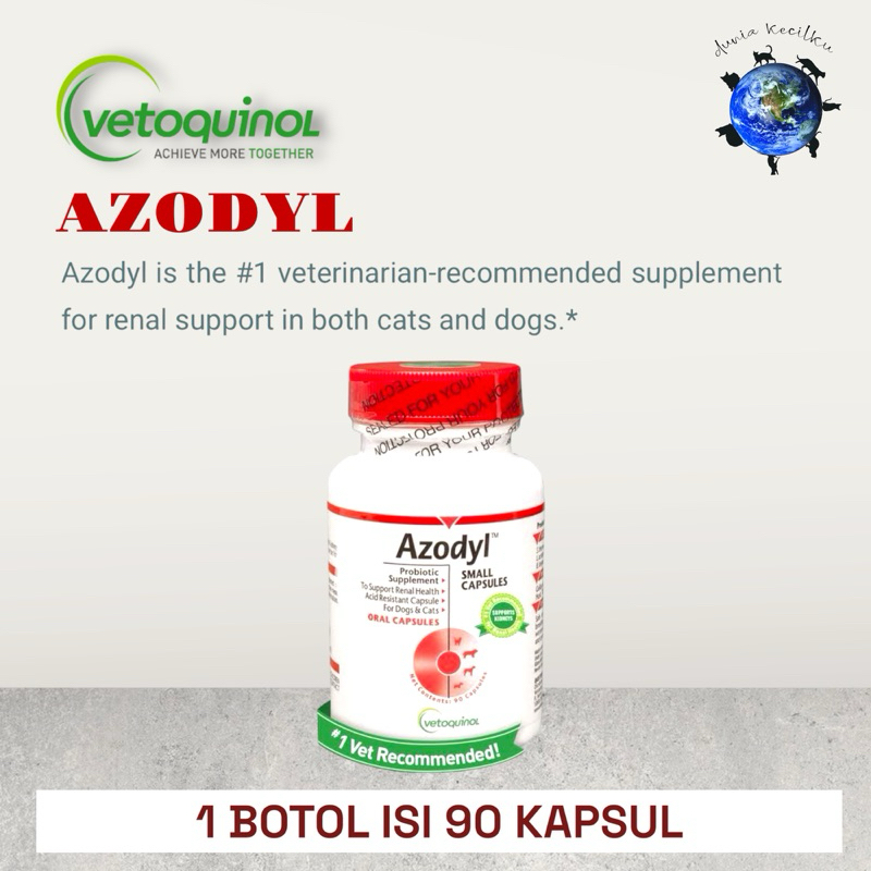 Jual Azodyl Vetoquinol Suplemen Ginjal Kucing Anjing (1 Botol 90 Tablet ...