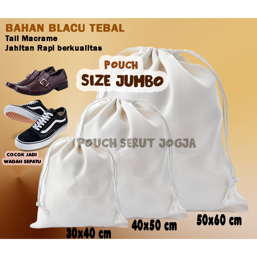 Jual JUMBO BAG POUCH SERUT BLACU POLOS pouch organizer penyimpanan ...