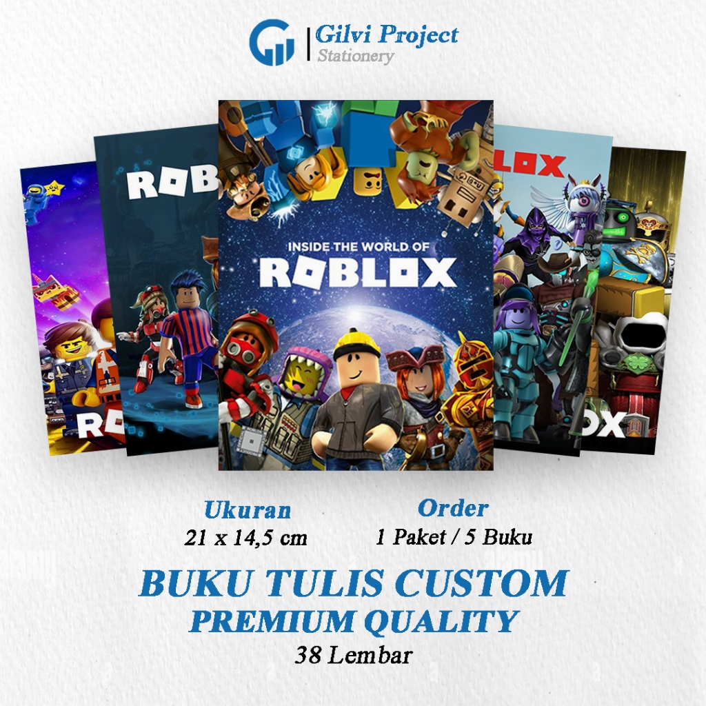 Jual Buku Tulis Sekolah Custom Tema ROBLOX Bergaris 38 Lembar 1 Pak Isi ...