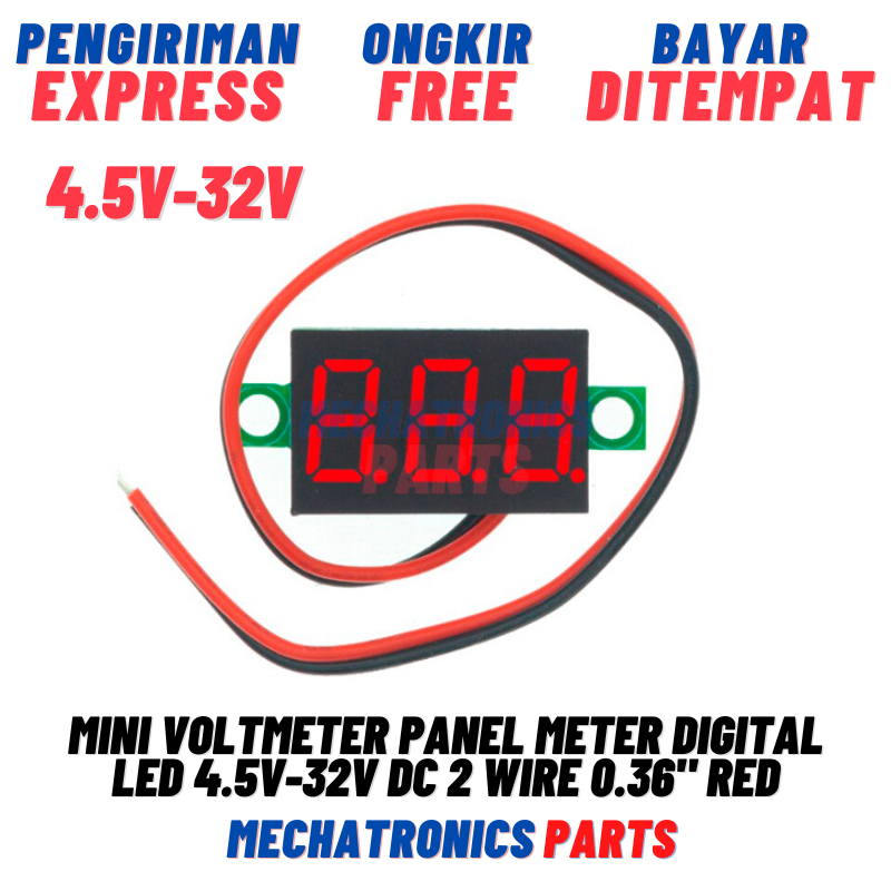 Jual MINI VOLTMETER METER DIGITAL LED 4 5V 32V DC 2 WIRE 0 36 MERAH ...
