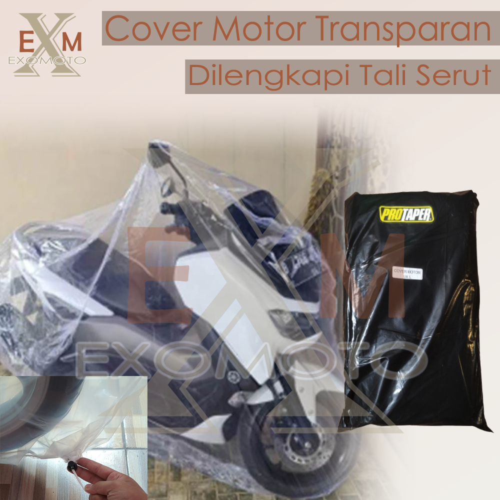 Jual Cover Sarung Motor Transparan Universal Waterproof Dengan Tali ...