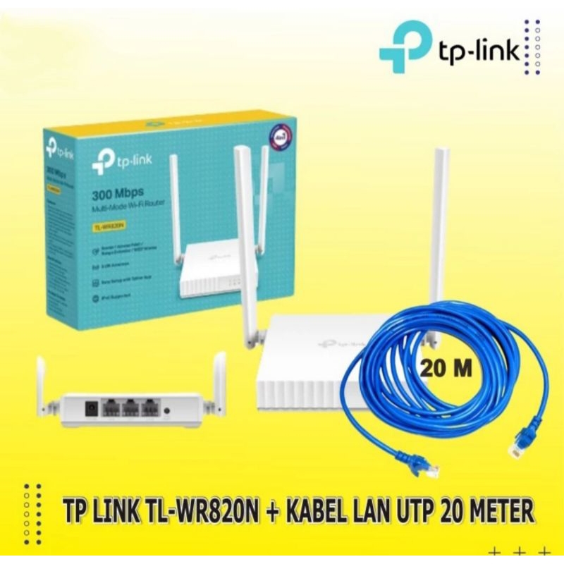 Jual PAKET TP-LINK TL-WR820N 300 Mbps Wireless Router Plus Kabel LAN ...
