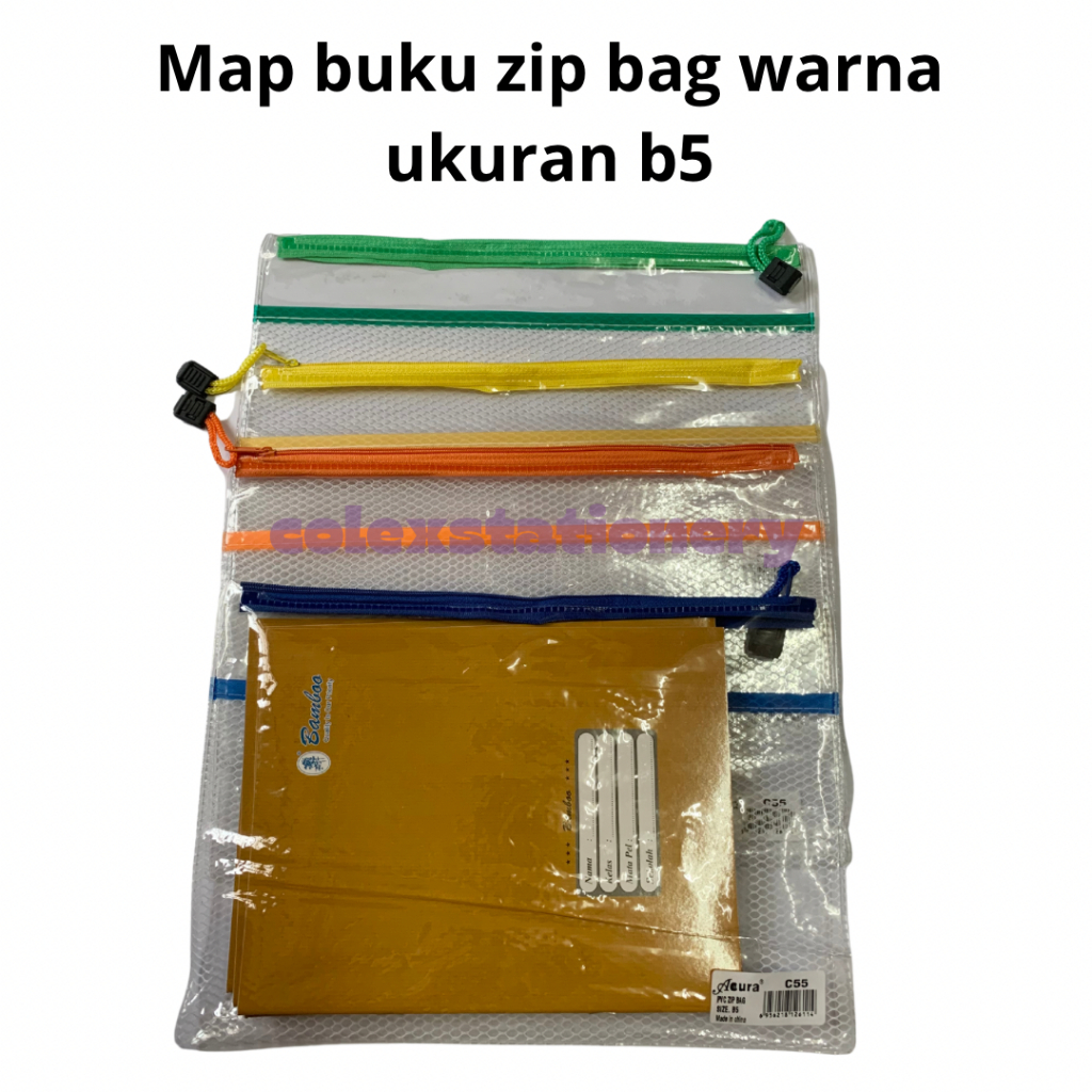 Jual Map Zipper Sleting Pelajaran / Map Sleting Warna Transparan Tengah ...