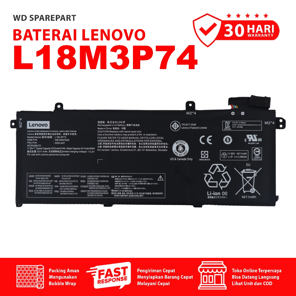 Jual Baterai Original Laptop Lenovo ThinkPad T14 T490 T495 P43S X390 ...