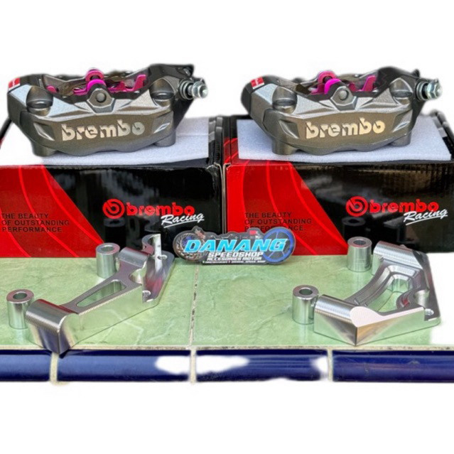 Jual Kaliper Brmbo M432 4 Piston Monoblok Set Breket Full CNC PNP Ninja Megapro Tiger CB150R Old ...