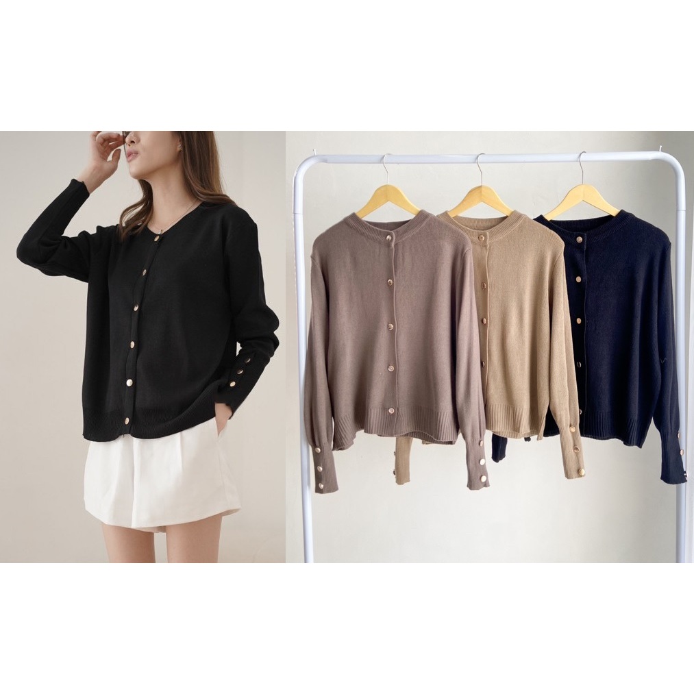 Jual Starla Cardigan rajut Basic Kancing Gold Tebal Premium Aira Cardy Atasan Outer Wanita ...