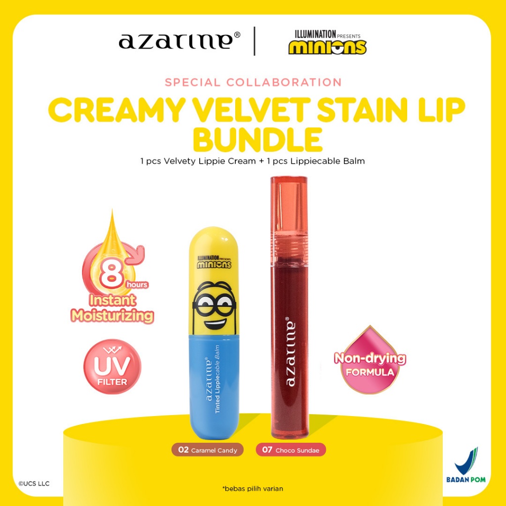 Jual Azarine Creamy Velvet Stain Lip Bundle Velvety Lippie Cream Lip ...