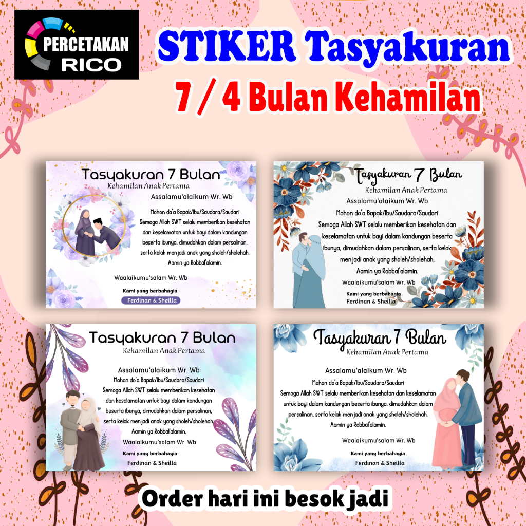 Jual P3 Kartu/Stiker Tasyakuran 4 Bulanan, Tasyakuran 7 Bulanan ...