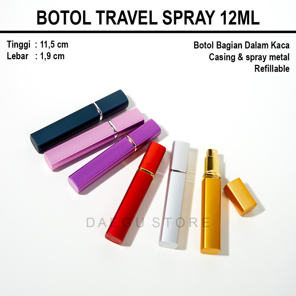 Jual Travel Size Spray 12ml Botol Parfum Kaca Mini Casing Metal ...