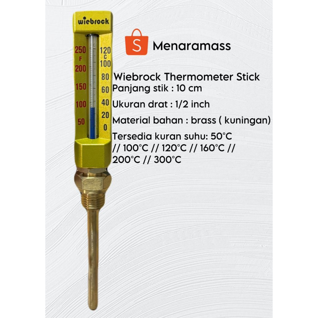Jual Thermometer Straight Kuningan Thermometer Lurus Temperatur Stick ...