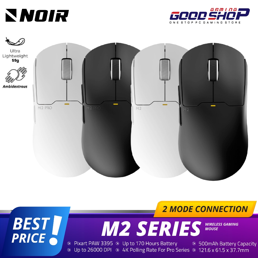 Jual Noir M2 4K Wireless Lightweight Gaming Mouse PAW 3395 | Shopee ...