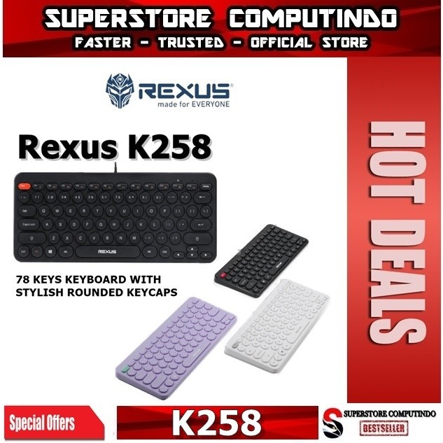 Jual Keyboard Mini Office Rexus K258 With Compact Design Wired | Shopee Indonesia