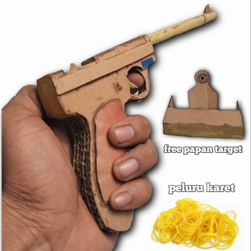 Jual tembakan mainan peluru karet model ww2 luger p08 dari kardus ...