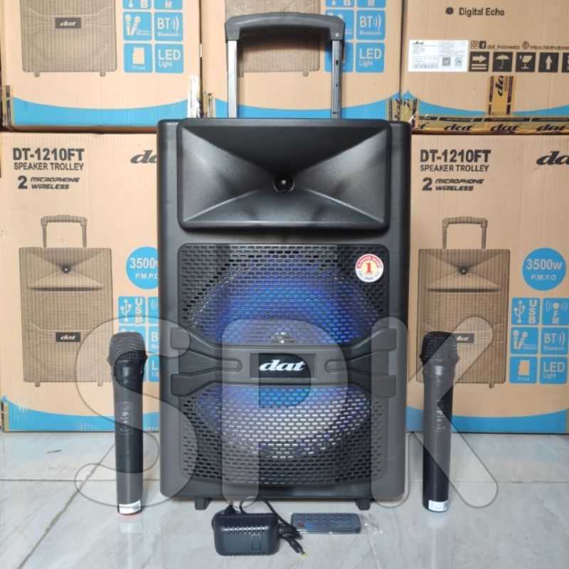 Jual Speaker Portable DAT DT 1210FT 12 inch 2 Mic Wireless | Shopee ...