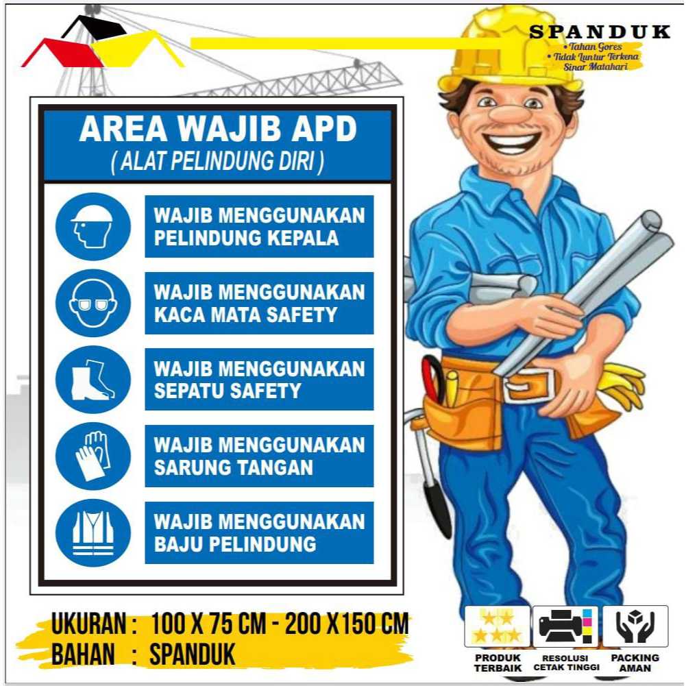 Jual Spanduk Area Wajib APD / Spanduk Area Wajib Pelindung Diri ...