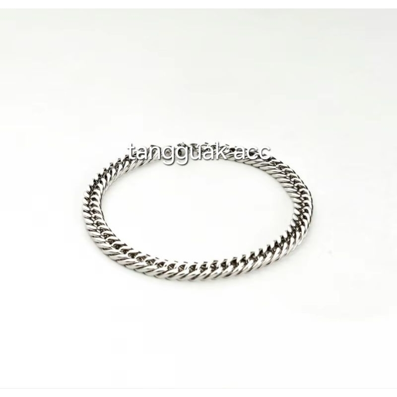 Jual Gelang rantai silver titanium anti luntur tidak pudar/gelang pria ...