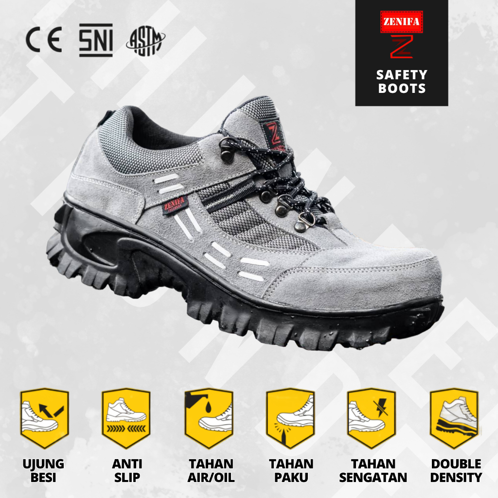 Jual Sepatu Safety Boots Pria Zenifa Proteksi Ujung Besi Nyaman ...