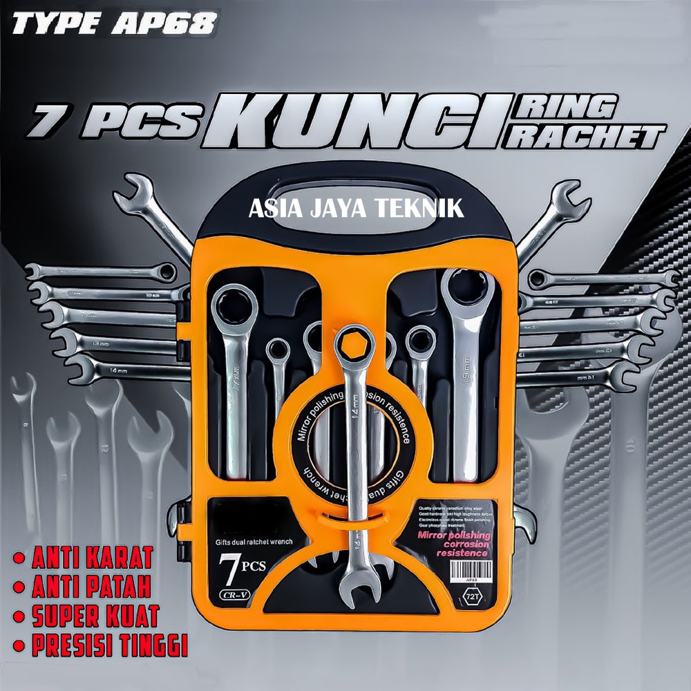 Jual Promo Kunci Rachet Ring Pas Set 7pcs - Wrench Ring Pass Ratchet ...