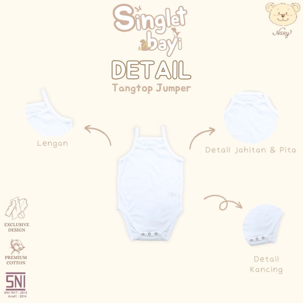 Jual NARY Singlet Bayi - Singlet Tanktop Jumper Putih Pita 3-12 bulan ...