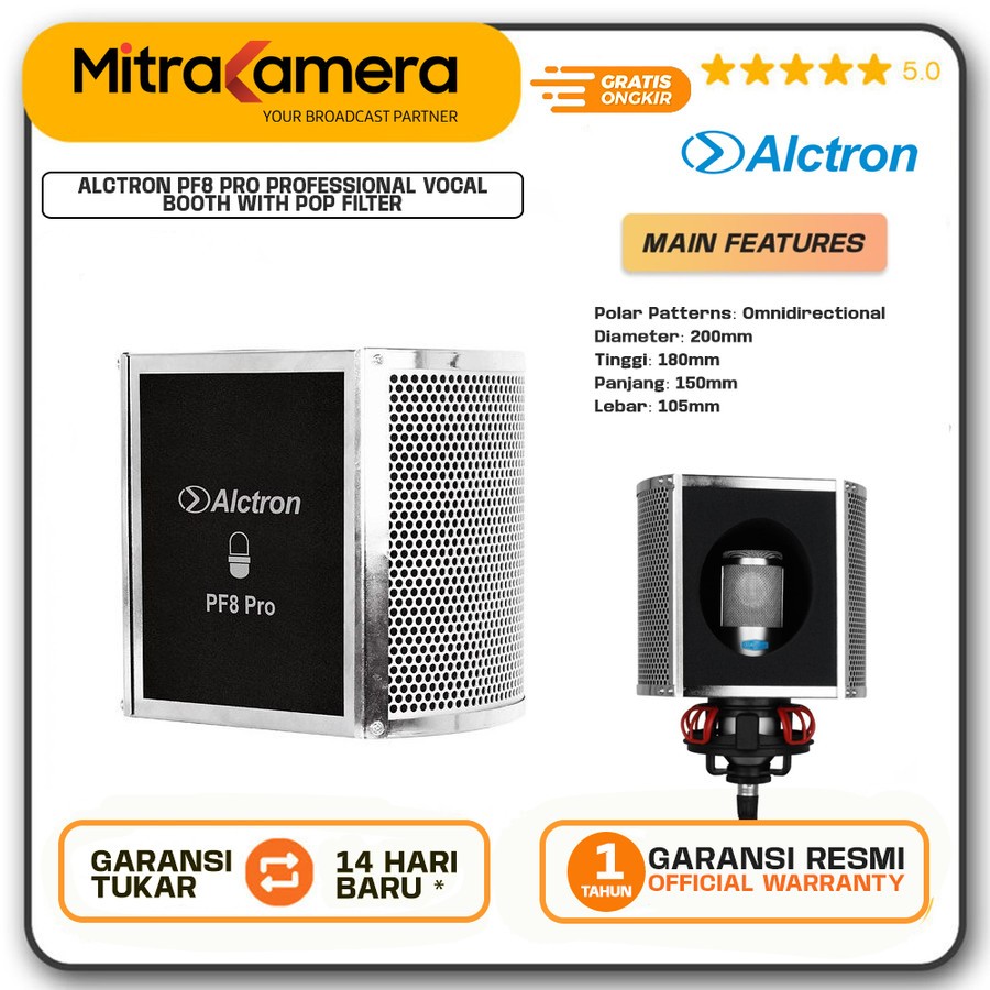 Jual ALCTRON PF8 PRO PROFESSIONAL VOCAL BOOTH WITH POP FILTER | Shopee ...