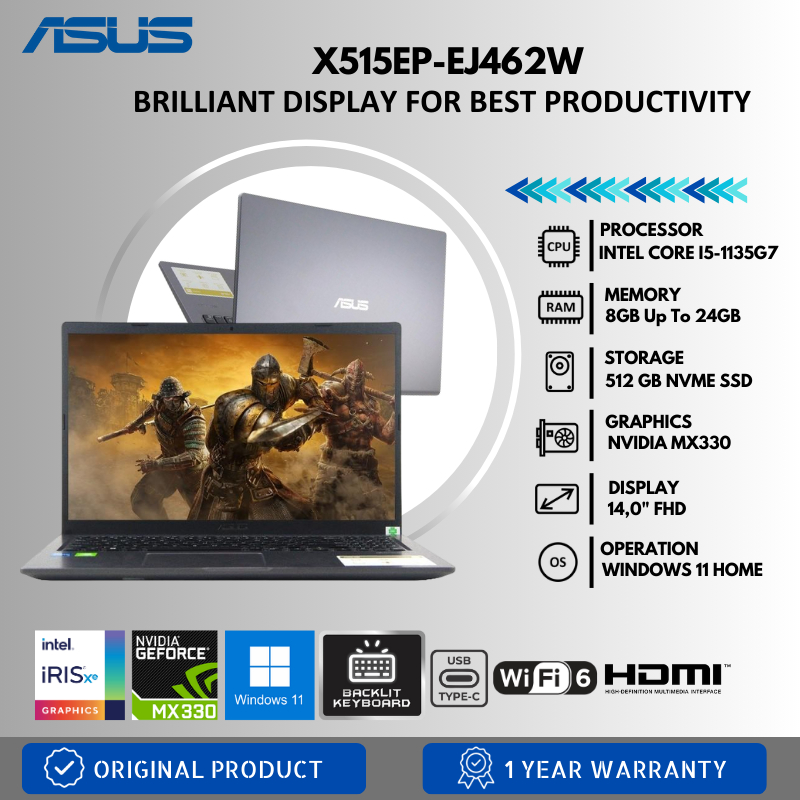 Jual LAPTOP ASUS X515EP - INTEL CORE I5 1135G7 24GB 512GB SSD INTEL ...
