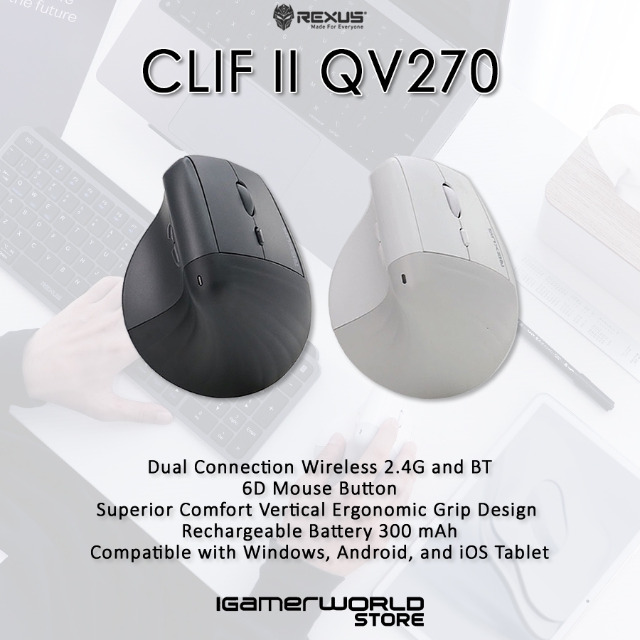 Jual Rexus Clif II / Cliff 2 QV270 Wireless Bluetooth Vertical Office ...