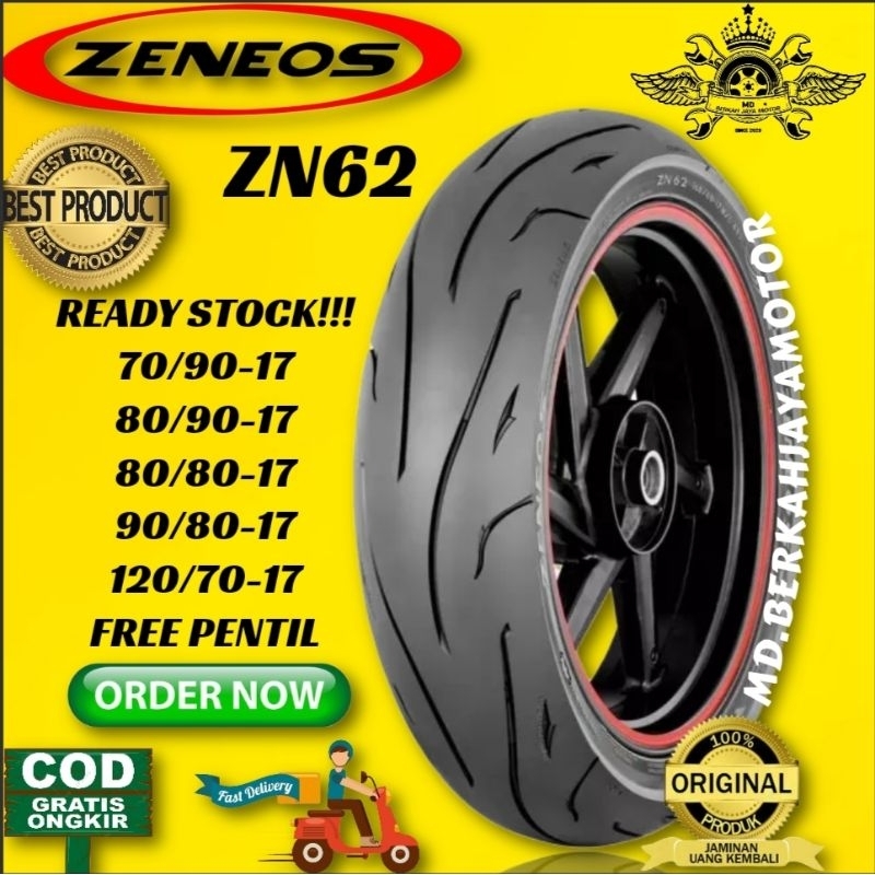 Jual TERMURAH BAN TUBELESS ZENEOS ZN62 (70/90-80/90-80/80-90/80-120/70) RING 17 100% ORIGINAL ...