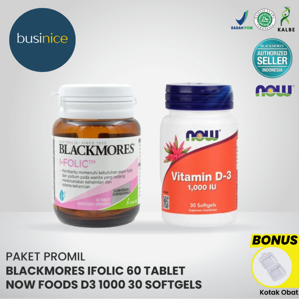 Jual Paket Promil Blackmores I Folic 60 Tablet Now D3 1000 IU 30 Softgels Suplemen Program Hamil ...