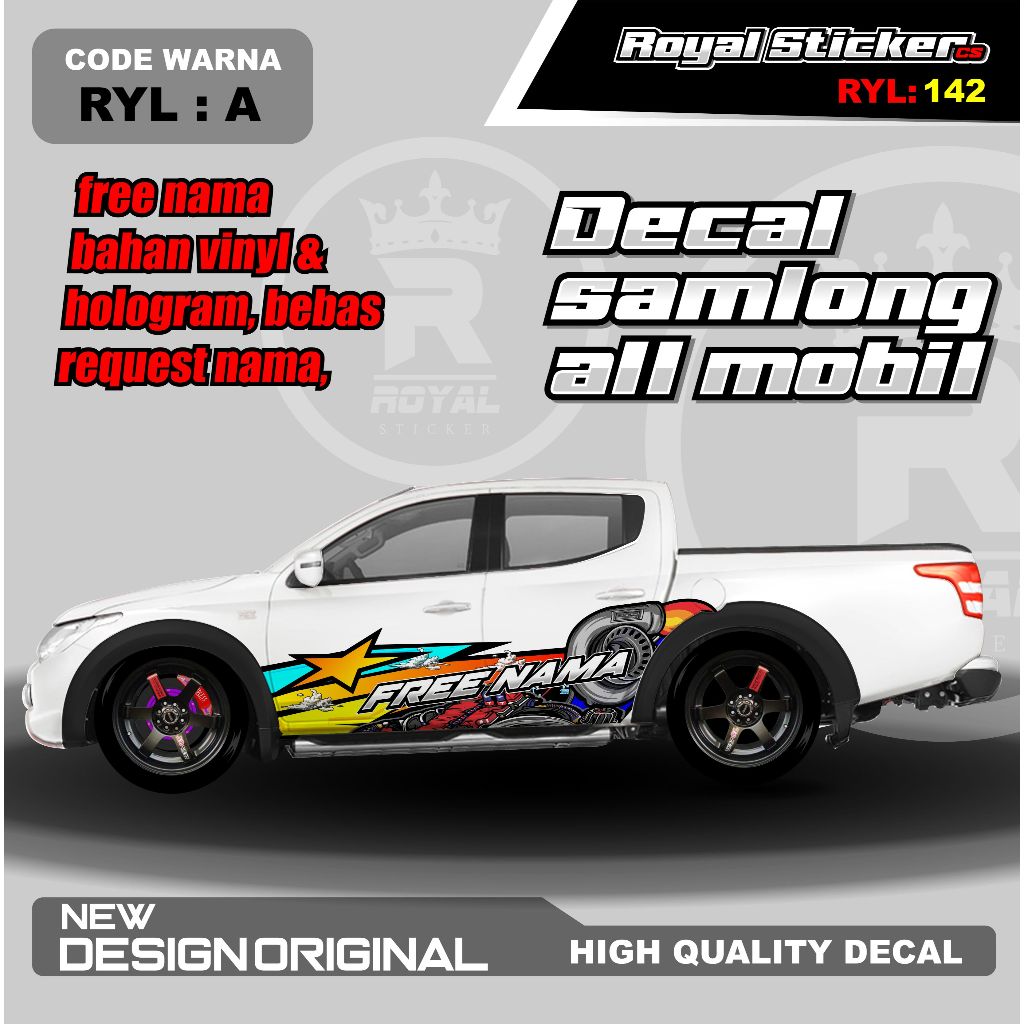 Jual RYL142-STIKER DECAL MOBIL HILUX DOBLE CABIN SIAP PAKAI SEMUA JENIS ...