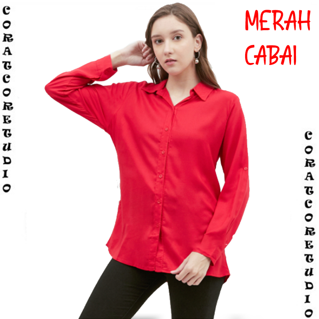 Jual CORATCORETUDIO Blouse Kemeja Wanita Hem Cewek Jumbo Big Size ...