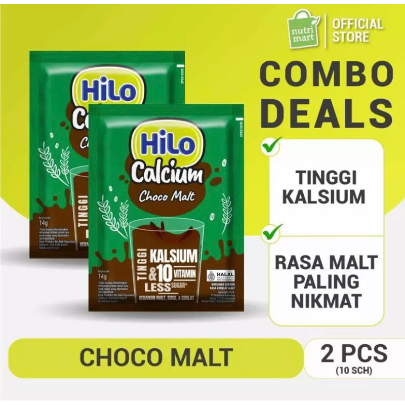 Jual Hilo Choco Malt Tinggi Calsium 2 Renceng x 20 Sachet TWIN PACK ...