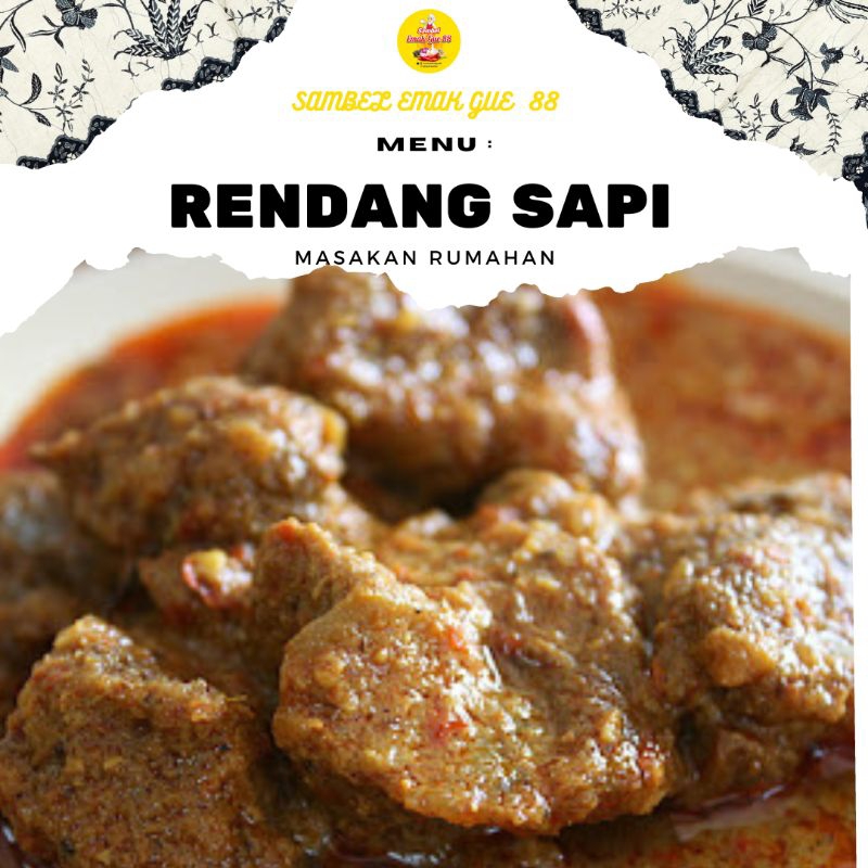 Jual RENDANG DAGING SAPI /PORSI 250gram isi 5 POTONG ( GURIH,MANTAP ...
