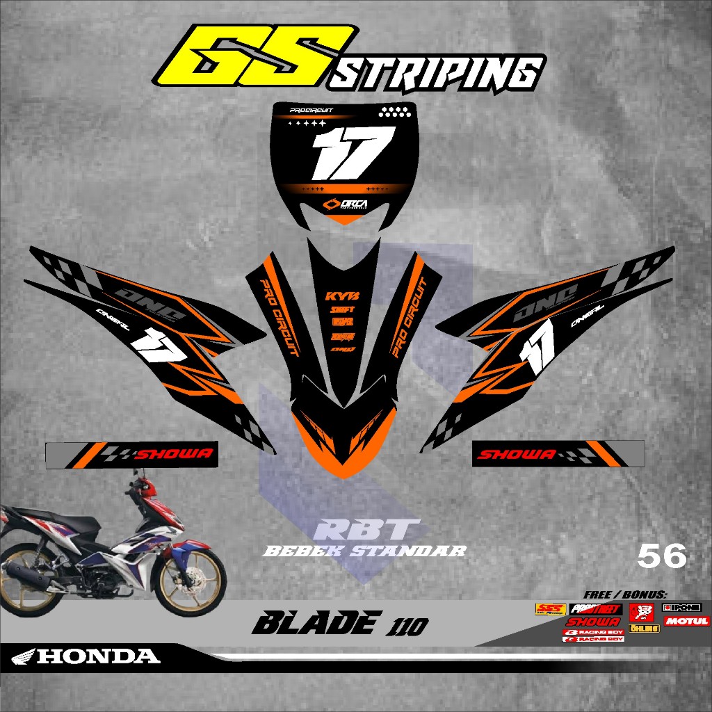 Jual Sticker Striping RBT BLADE 110 MOTOR RBT BEBEK MODIF SUPERMOTO YZ ...