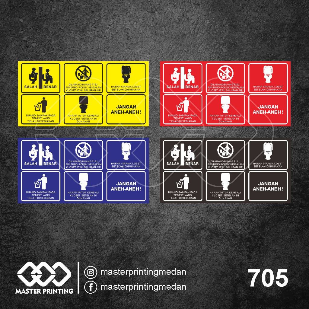 Jual 705 - Stiker Peraturan Tata Tertib di Toilet, Sticker Vinyl, Tahan ...