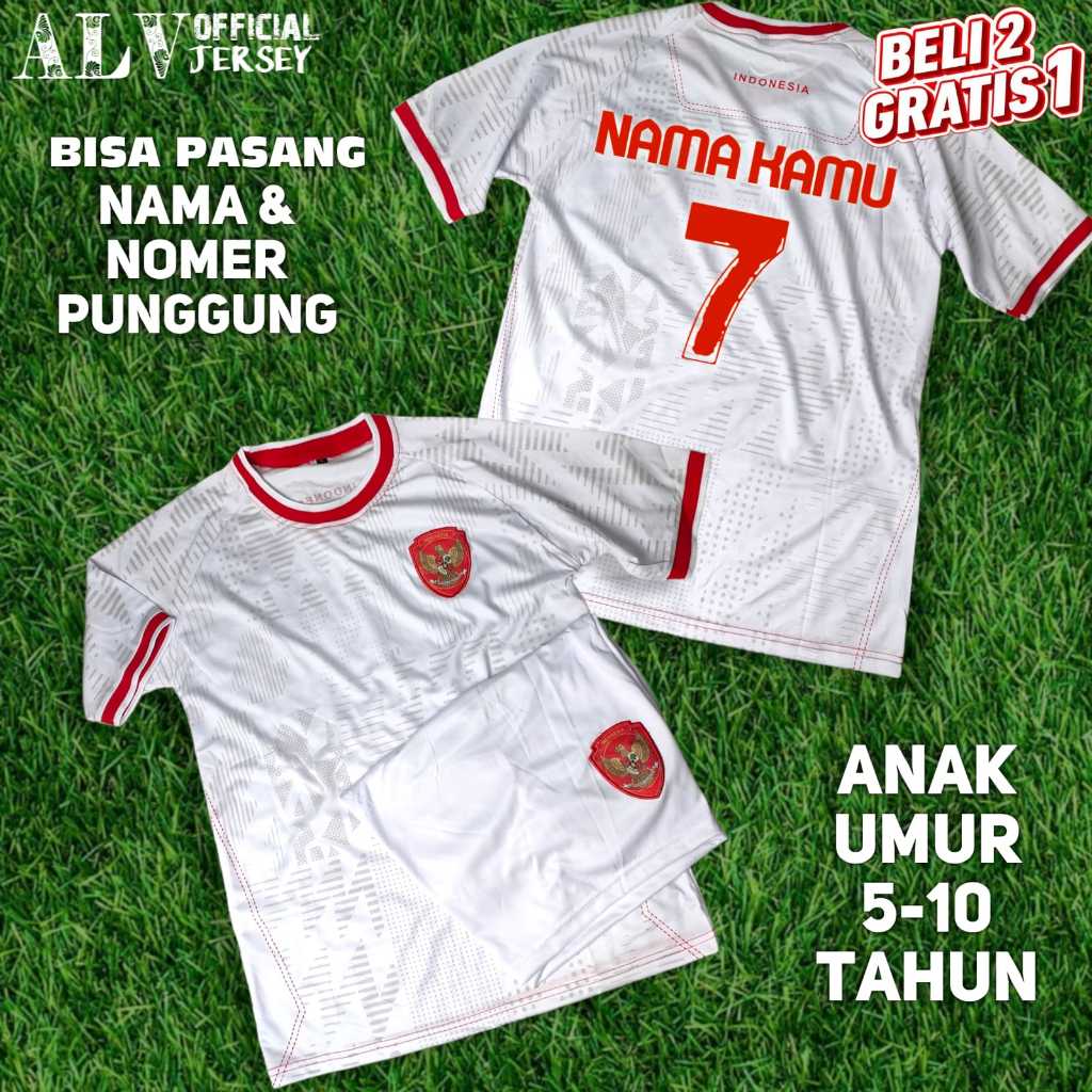 Jual Jersey Anak Custom Nama Timnas Erspo Putih 2024 Terbaru Bisa COD Langsung di Sablon ...