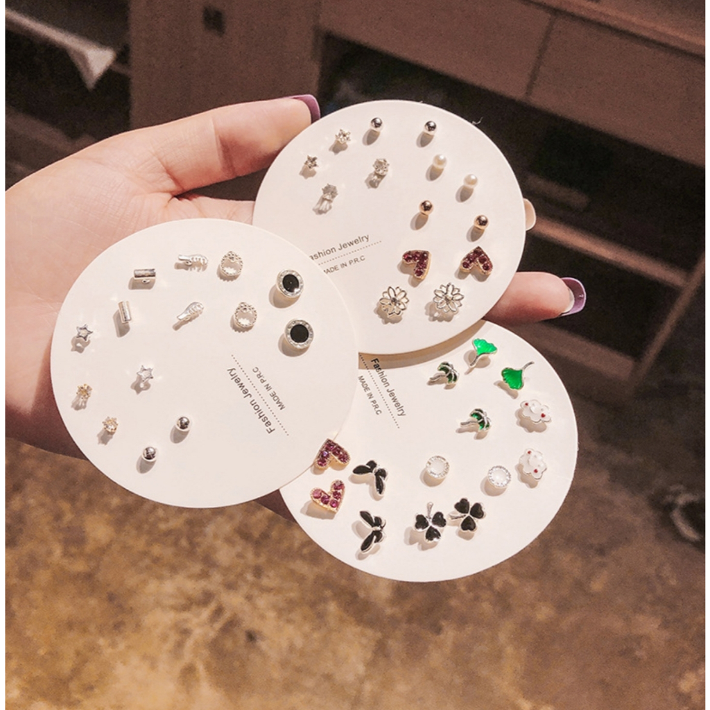 Jual Anting 6 Pasang Set Anting Tusuk Lucu Wanita / ANTING TUSUK 6 ...