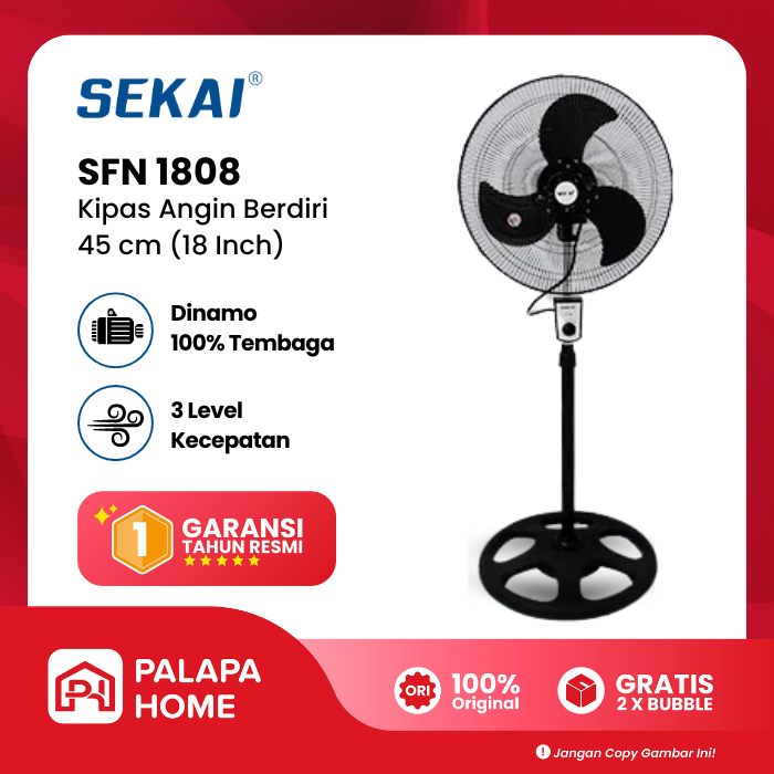 Jual Sekai Kipas Angin Berdiri Besar 18 Inch | Standing Fan Tornado Kencang 45 Cm SFN 1808 ...