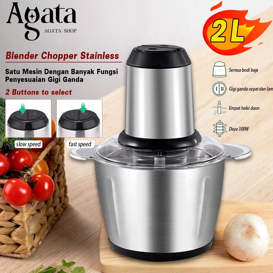 Jual KODE Q1O Blender Chopper Stainless 2L Penggiling Daging Elektrik ...
