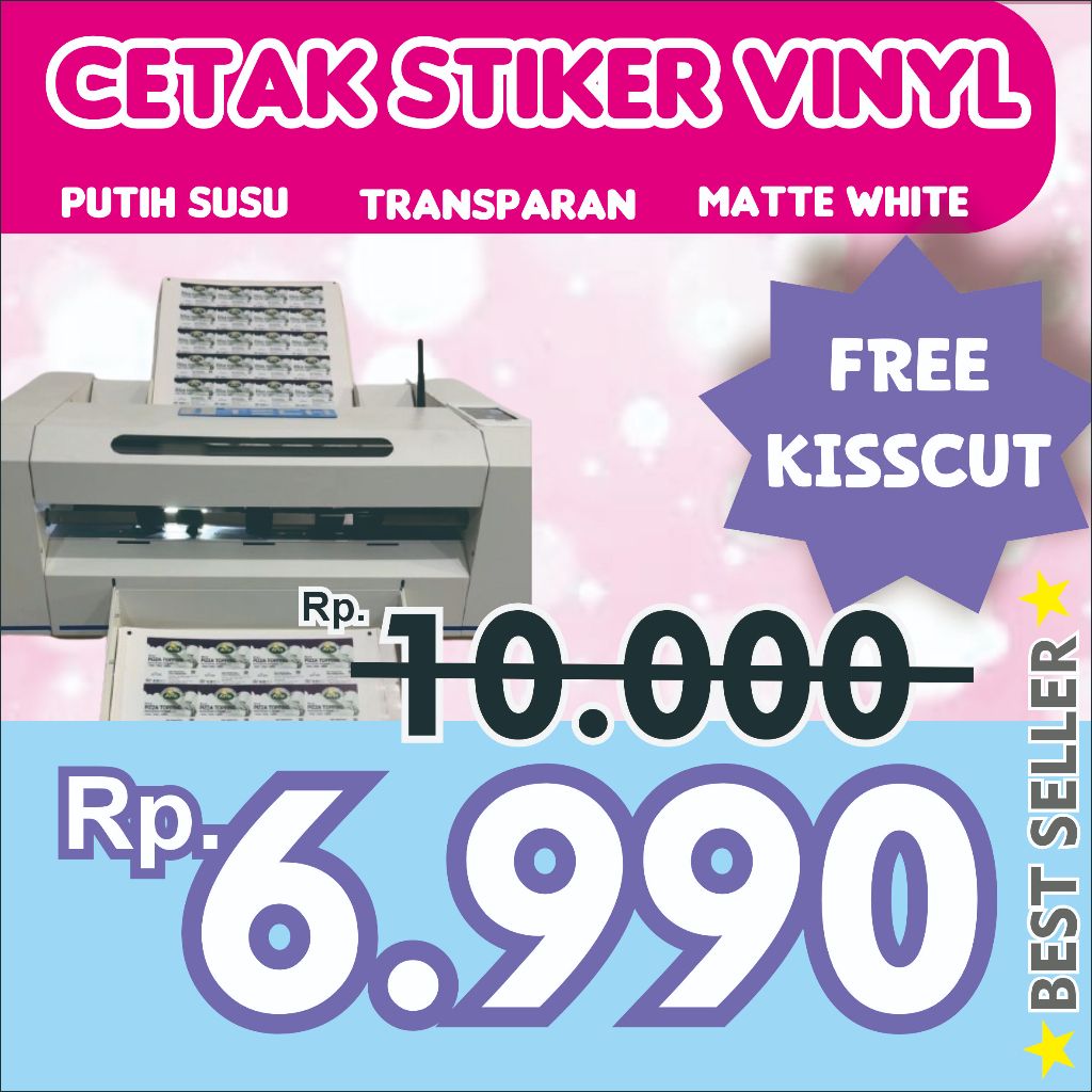 Jual Stiker Vinyl Label (Free Kisscut) Putih Susu, Transparan, Matte ...