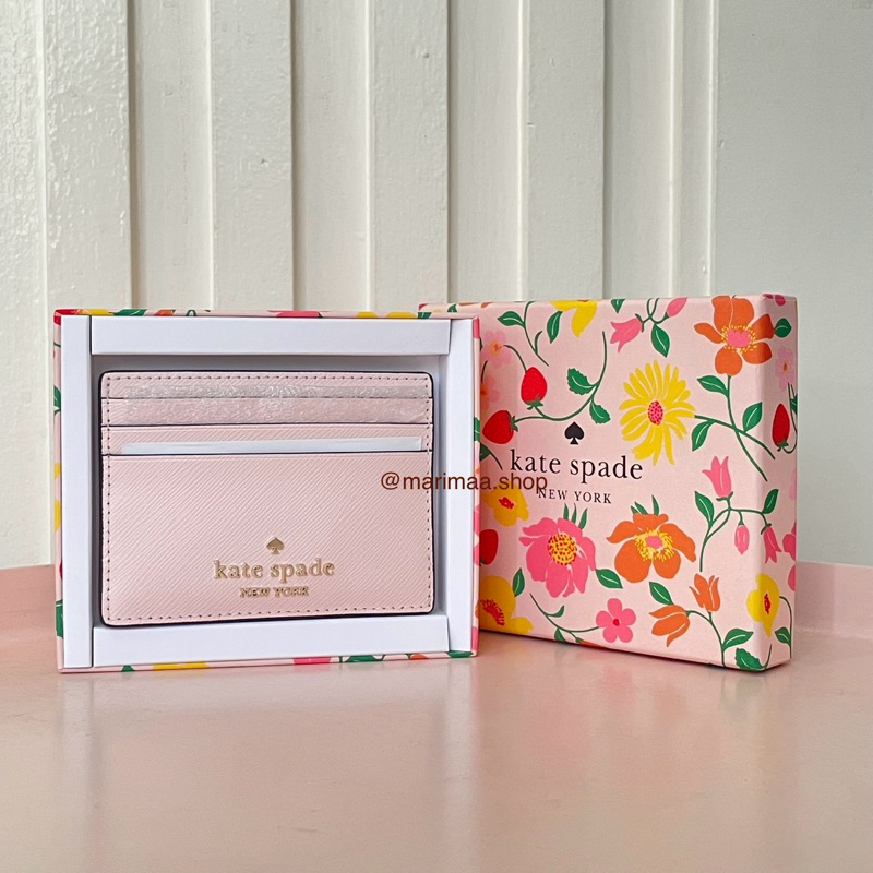 Jual KS Kate spade card holder flower boxed pink light rose dompet ...