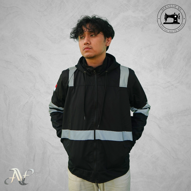 Jual Wearpack Safety Semi Jaket Hitam Kombinasi Navy Custom Bordir ...