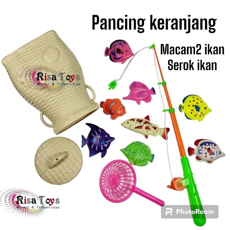 Jual MAINAN ANAK PANCING KERANJANG, 8 IKAN DAN SEROK IKAN/ MAINAN ...