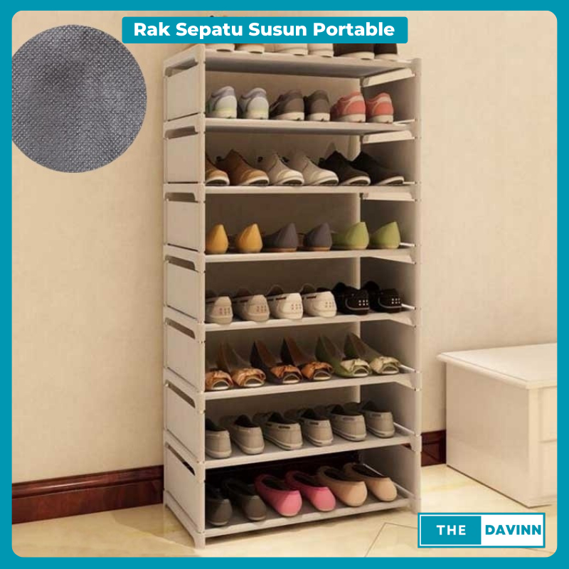 Jual Rak Sepatu Besar Portable 8 Susun Plastik Rak Tempat Penyimpanan ...