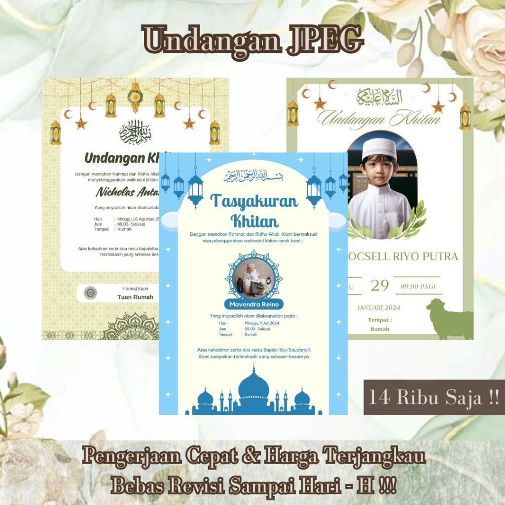 Jual Undangan Digital Khitan bentuk Gambar JPEG Elegant Keren Menarik ...