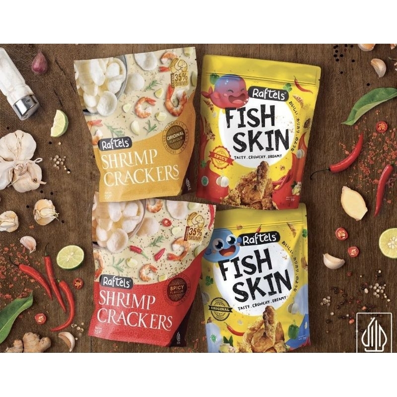 Jual Raftels Fish Skin & Shrimp Crackers - Snack Keripik Kulit Ikan ...