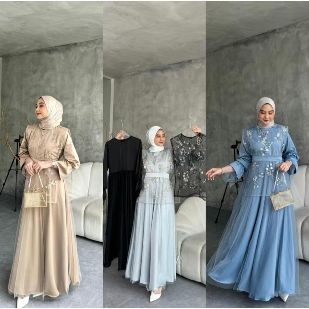 Jual AMOORA DRESS OUTER TILLE MIX BRUKAT MOTIF GARDEN GAMIS KONDANGAN | Shopee Indonesia