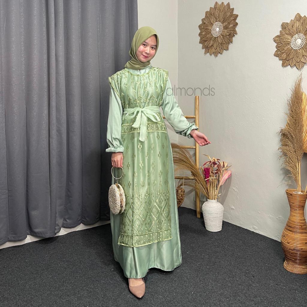 Jual Layya Dress Outer Brukat Tille Motif Gamis Kondangan Bridesmaid ...