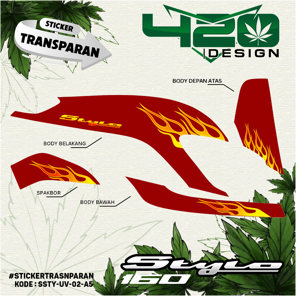 Jual STIKER TRANSPARAN UV STYLO 160 MOTIF API SIMPLE TERBARU - SSTY-UV ...