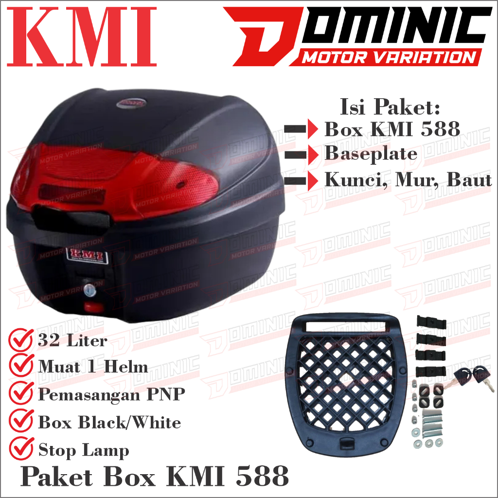 Jual Box KMI 588 Muat 1 Helm 32 Liter Universal Original | Shopee Indonesia